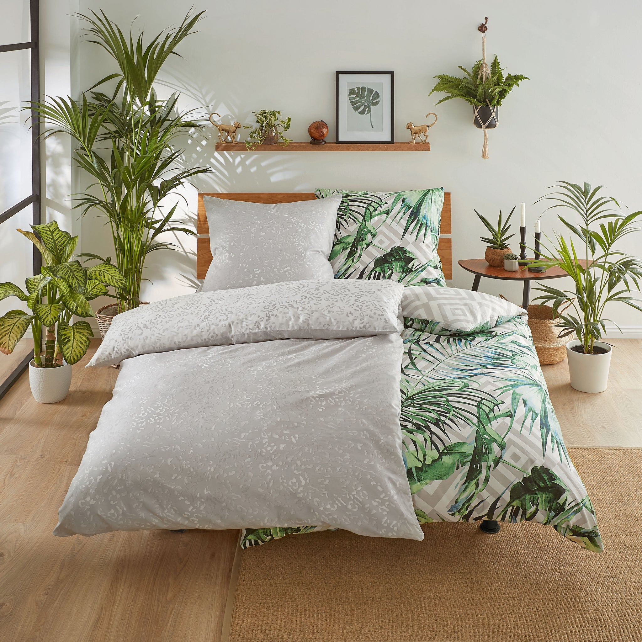 Satin Bettwäsche LORIA grün 155x220 cm kaufen – Kleine Wolke Shop